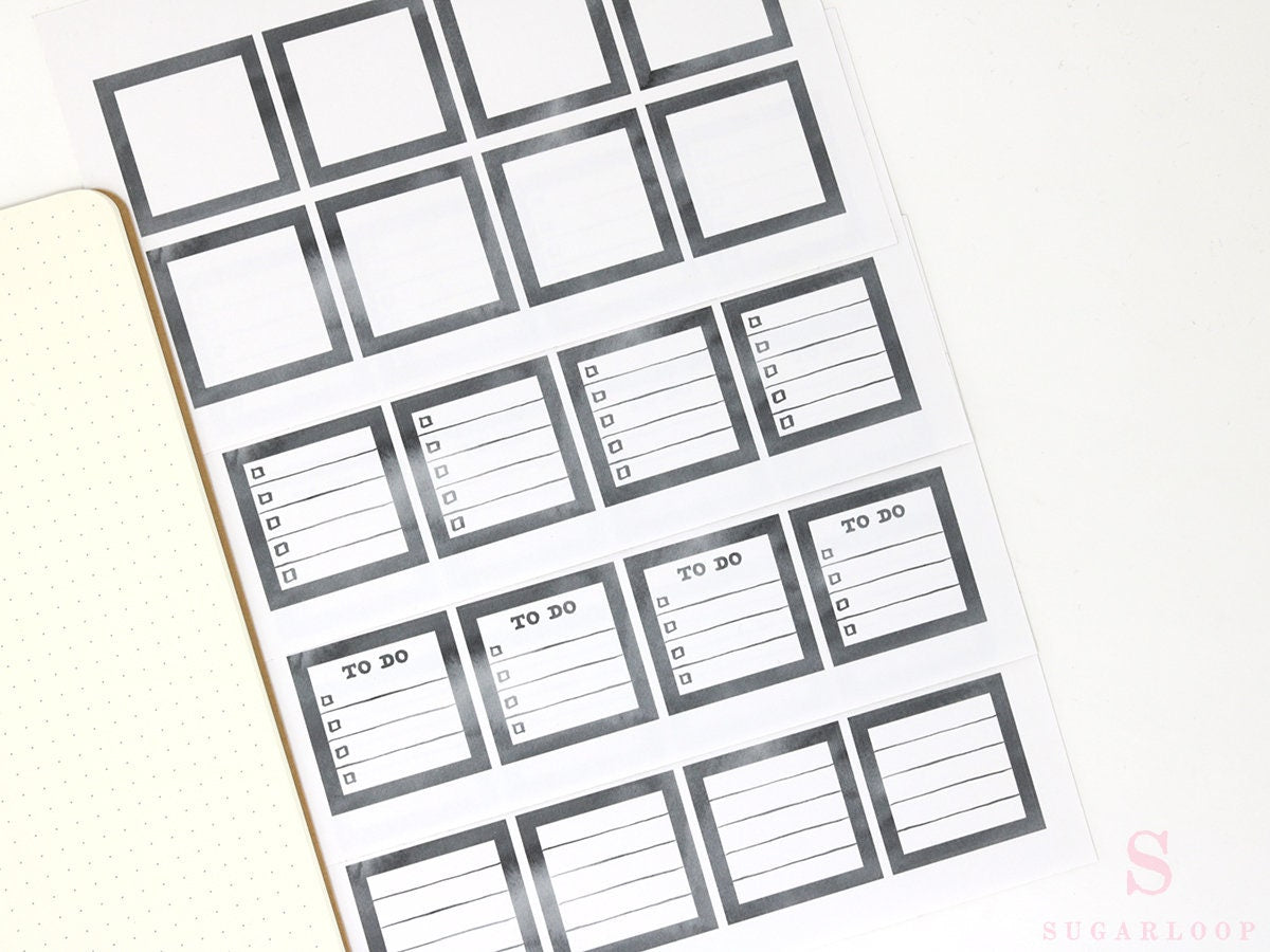 Full Box Checklist Bujo Planner Stickers in Neutral Black – Sugarloop
